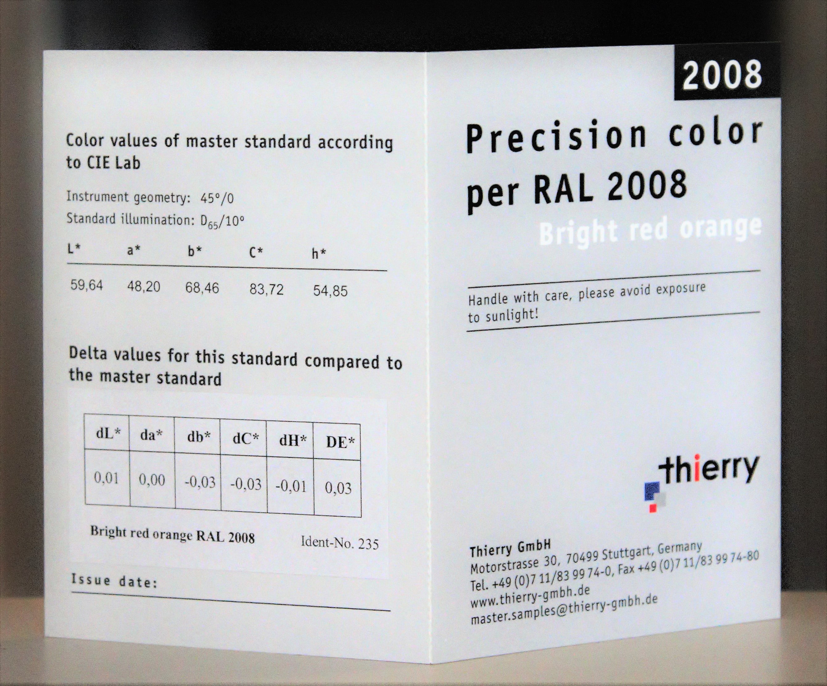Thierry GmbH - Precision Color Cards according to RAL with 2K PUR finish